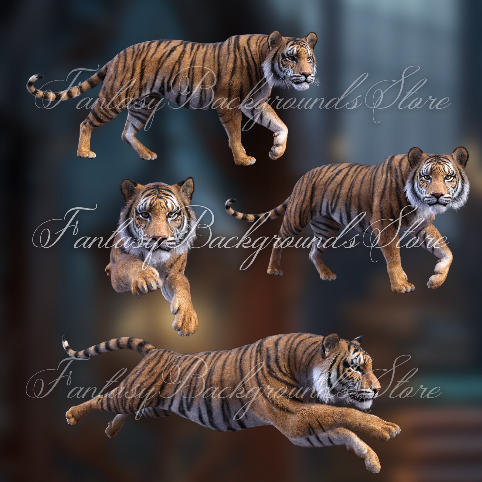 Tiger Overlays , Wild Animals , 3D Rendered , Clipart , PNG ,photoshop ...