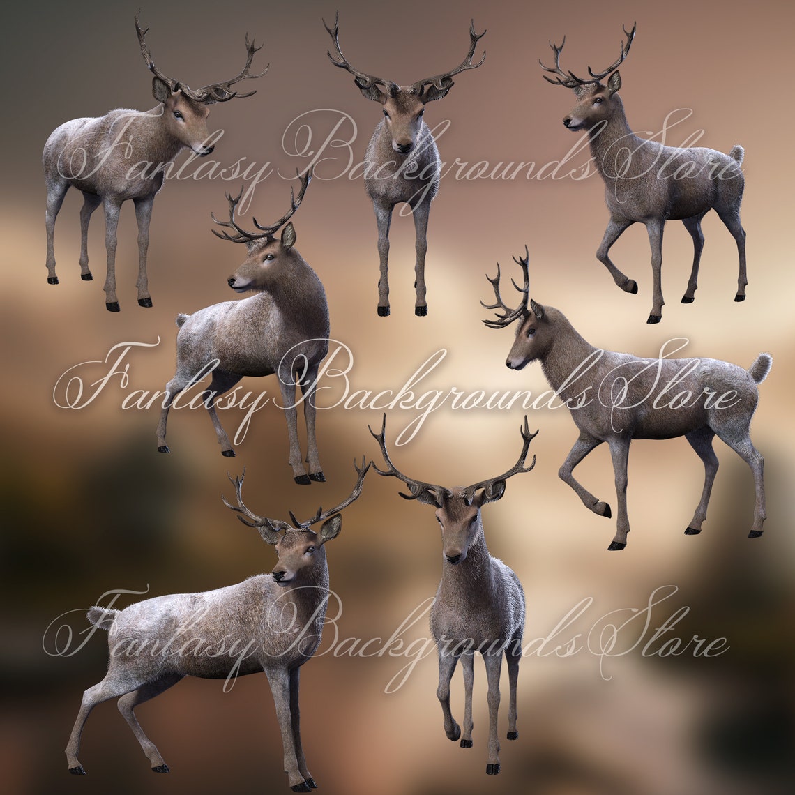 Reindeer Overlays, Reindeer Png Art - Etsy Canada