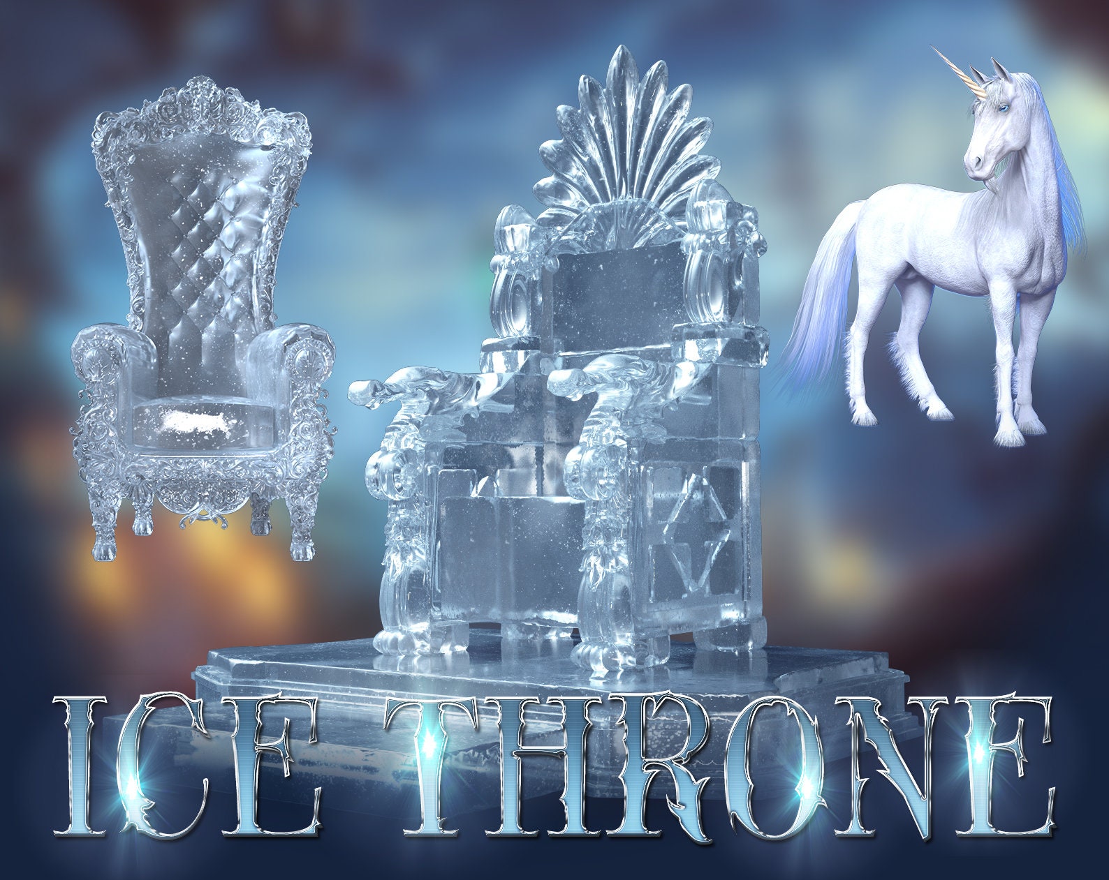 Ice Throne , Unicorn , Frozen Throne Overlays , Backdrop Photo Overlays ...
