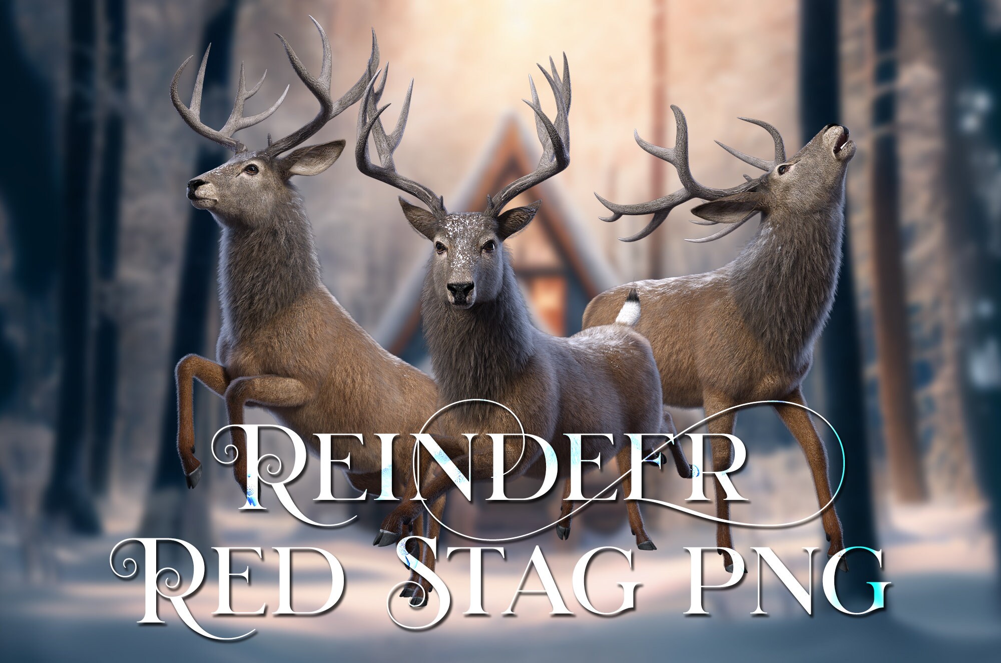 Reindeer Overlays, Reindeer Png , Winter Overlay - Etsy