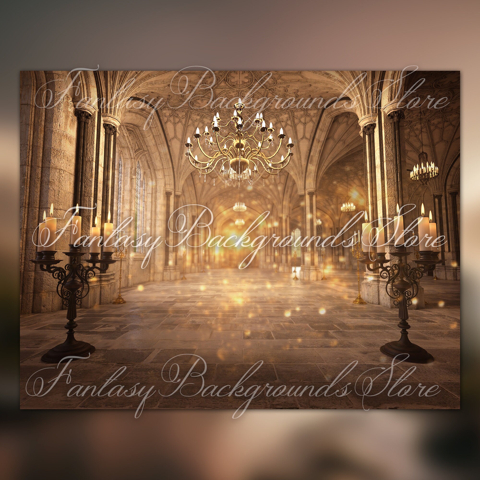 Princess Castle Hallway Chandeliers Overlays , Digital Backdrop ...