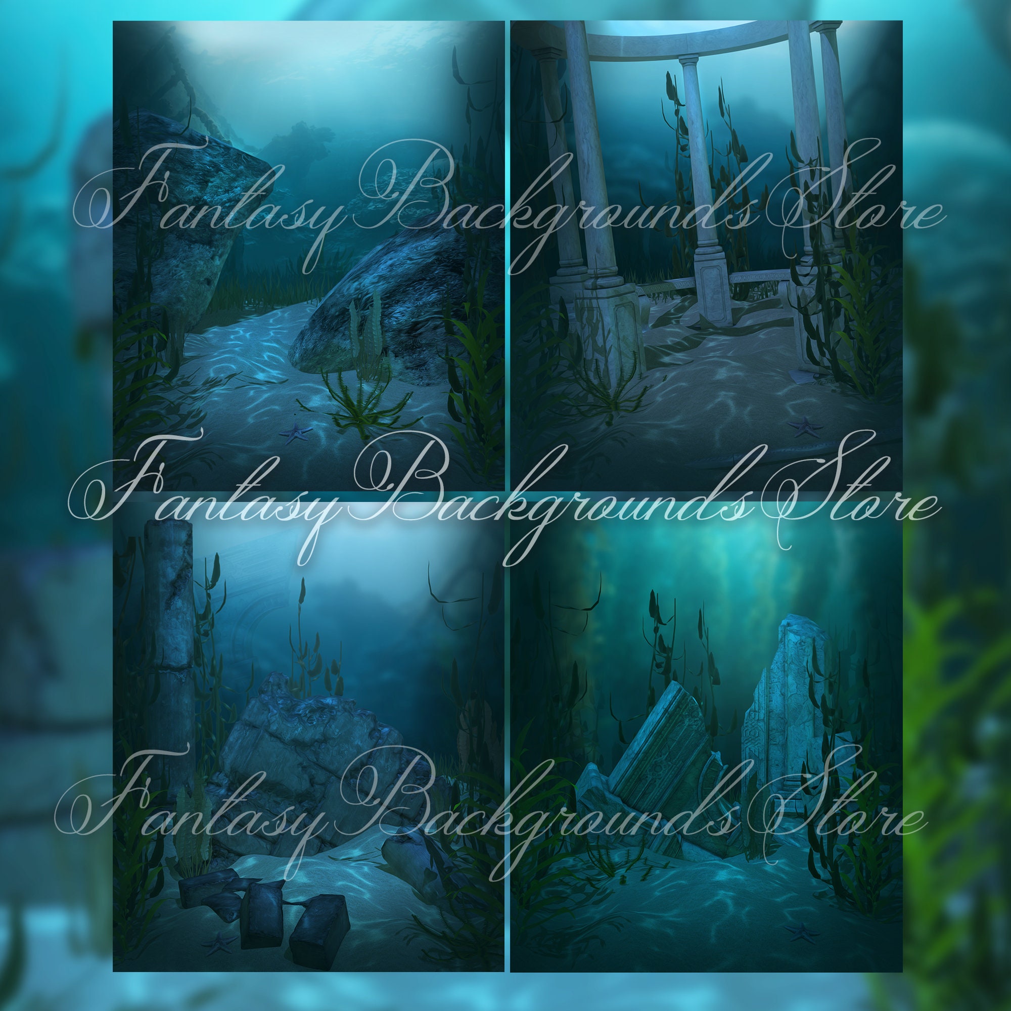 Underwater Digital Backgrounds , Underwater Ruins , Backdrops , Mermaid ...