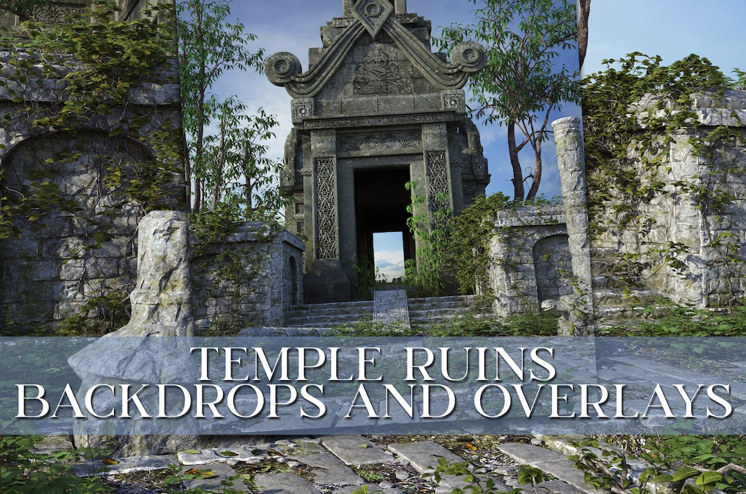 Temple Ruins Digital Backdrops , Temple Backgrounds , Fantasy Temple ...