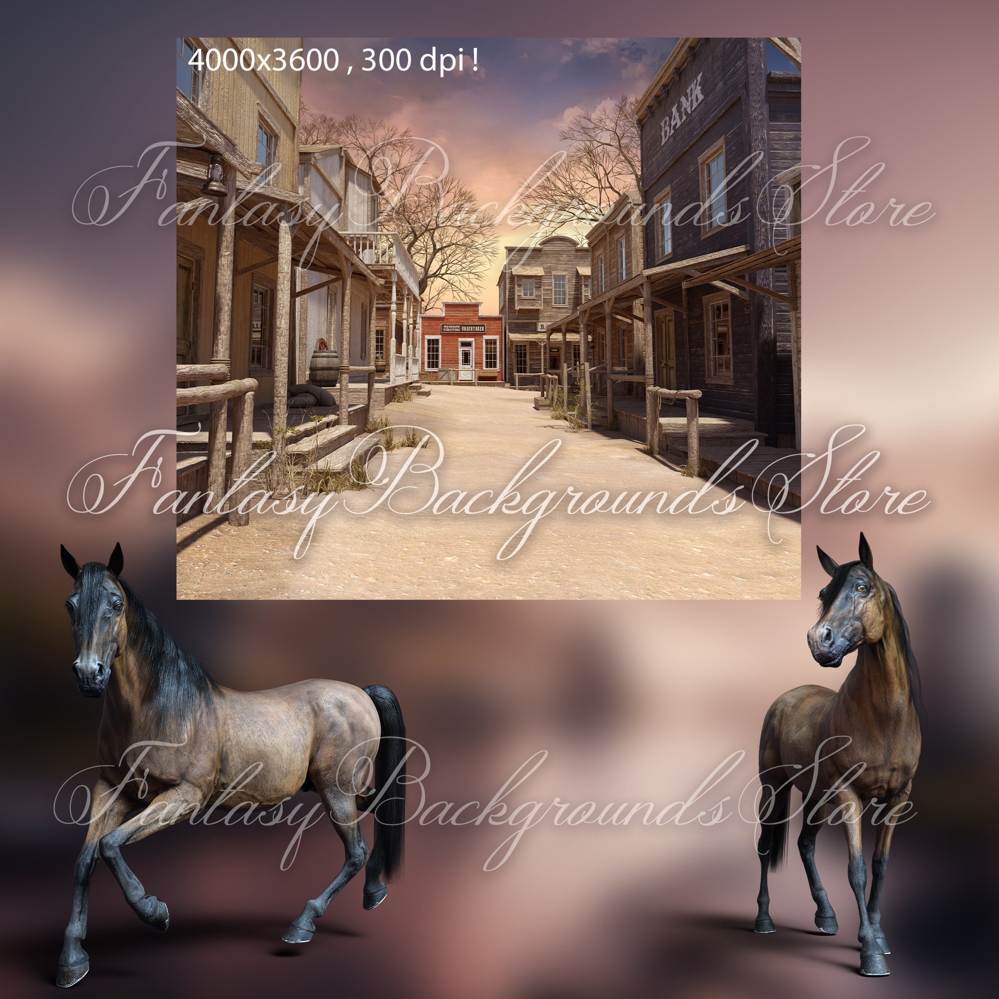 Old West Town Digital Background, Western Backdrop, Cowboy Backdrop ...
