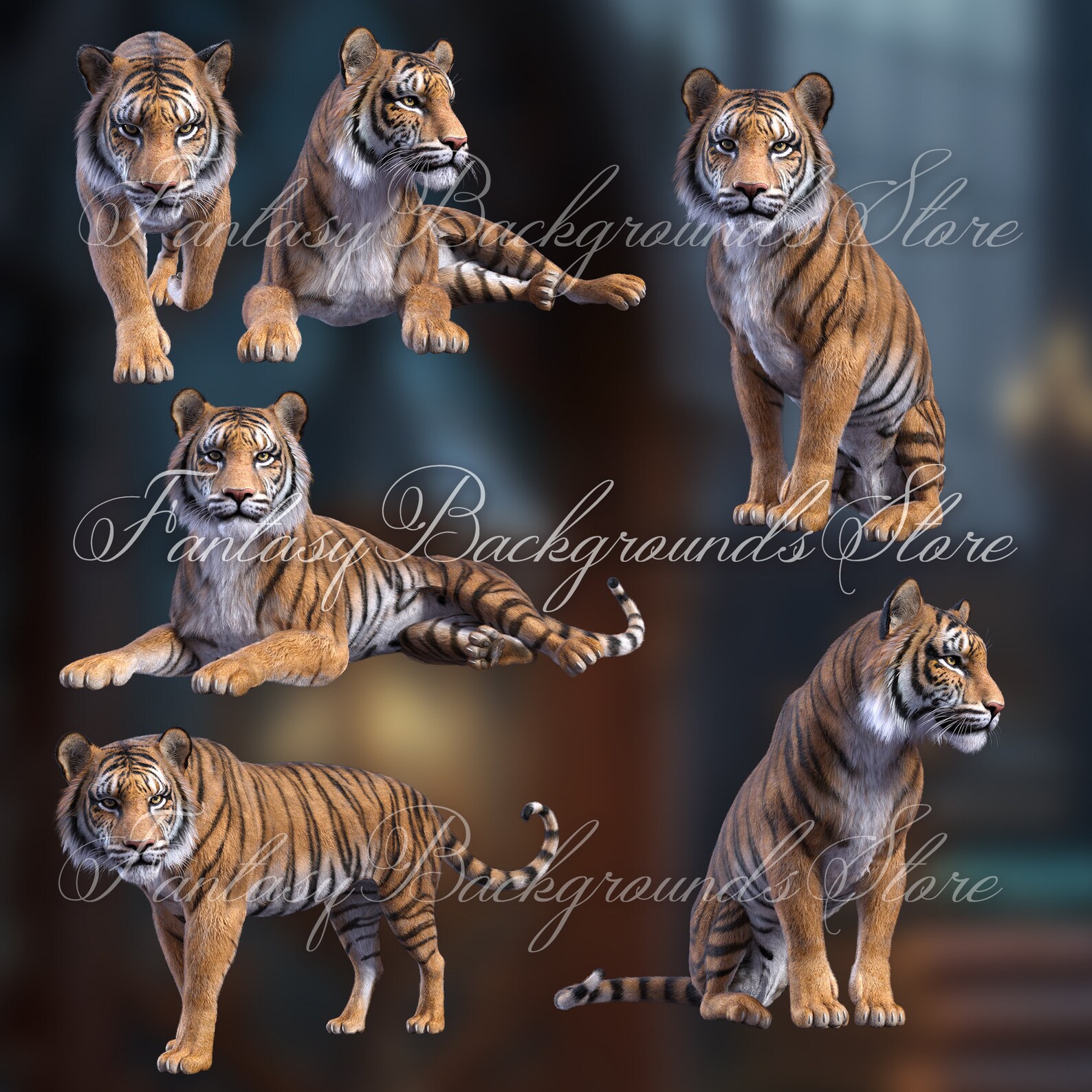 Tiger Overlays , Wild Animals , 3D Rendered , Clipart , PNG ,photoshop ...