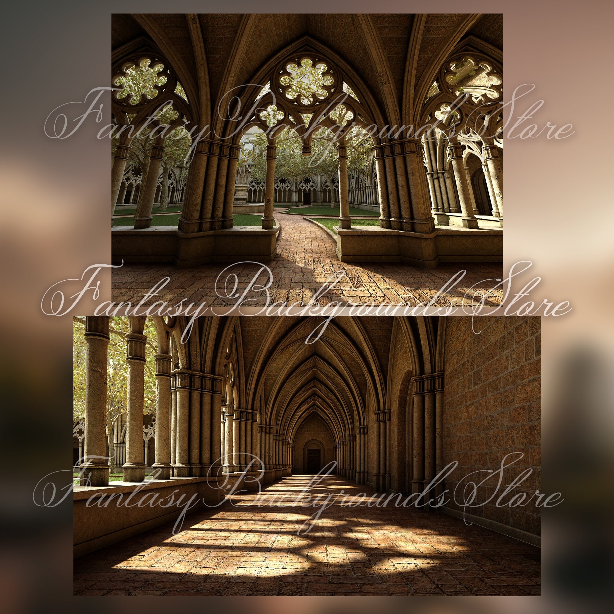 Courtyard Hallway Backgrounds , Digital Backdrop, Hallway Backdrop ...