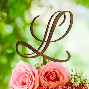 Letter L Cake Topper Silver Gold Monogram Wedding Cake Topper L Initial ...