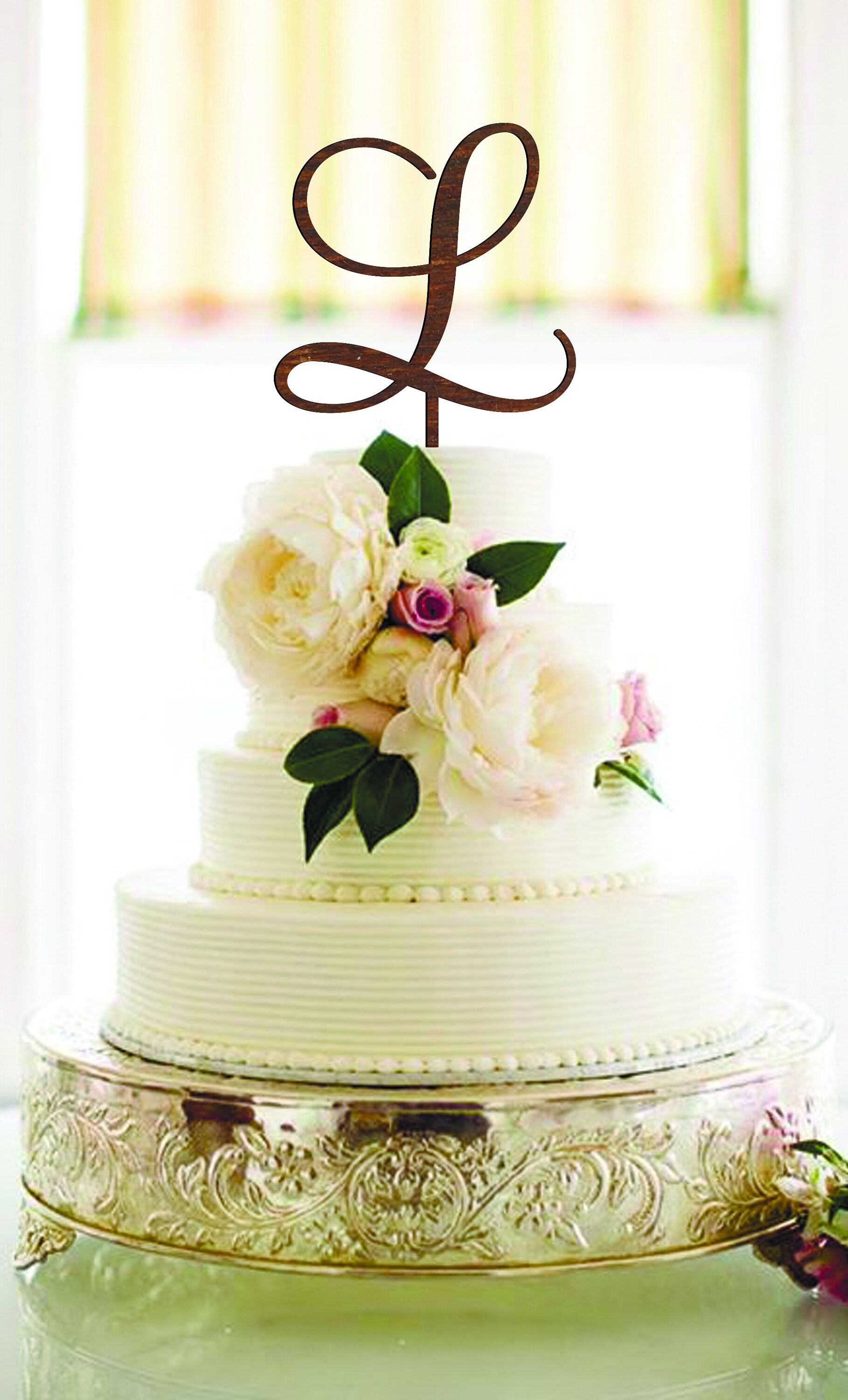 Gold Monogram Wedding Cake Toppers