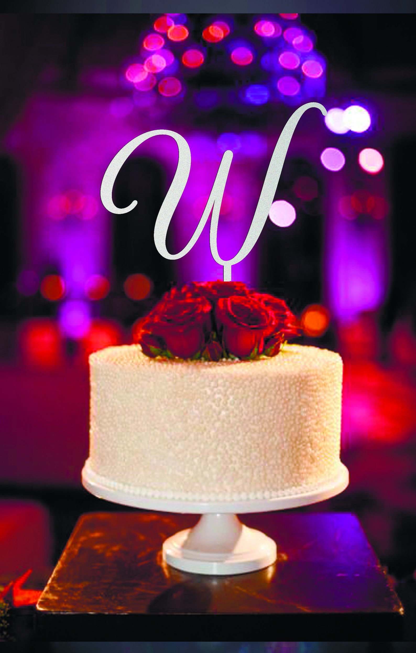 Personalized Wedding Cake Topper W Gold Monogram Cake Topper Etsy