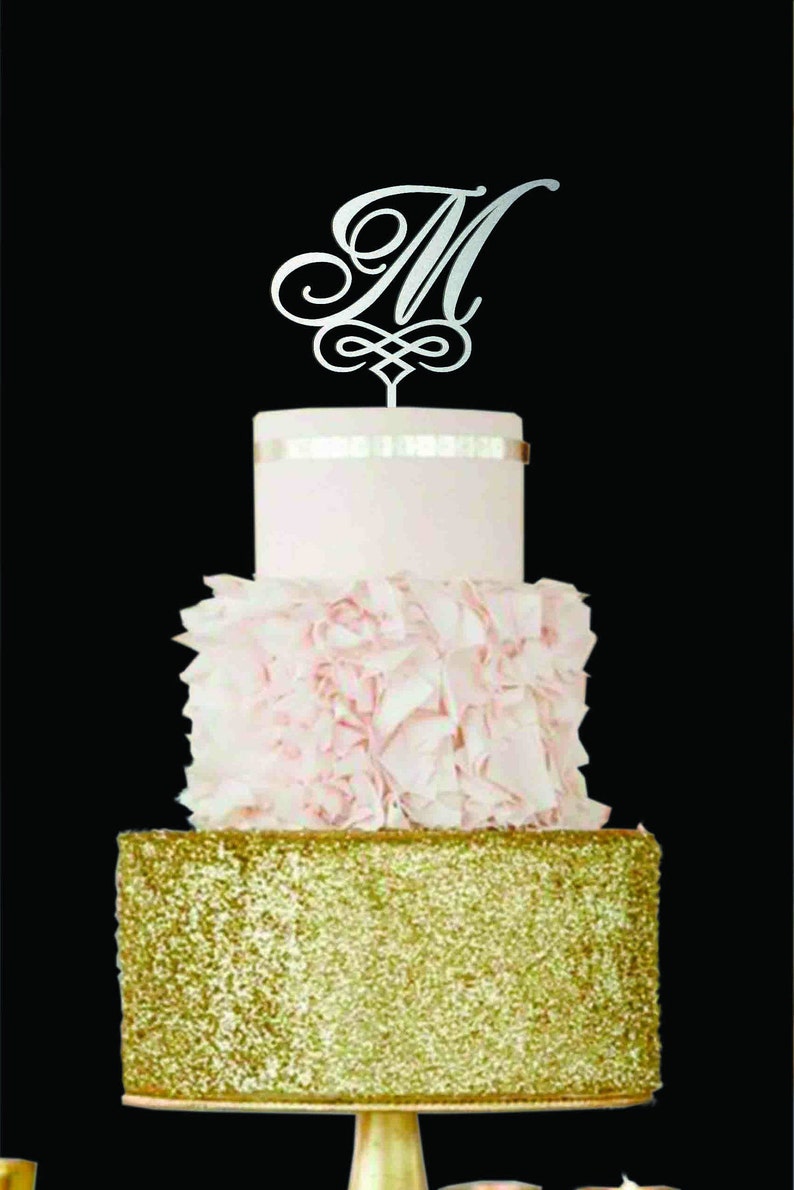 M Cake Topper Gold Monogram Wedding Cake Topper Initial Cake - Etsy