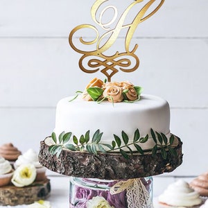 Letter H Cake Topper Wedding Cake Topper H Initial Cake Topper Rustic ...