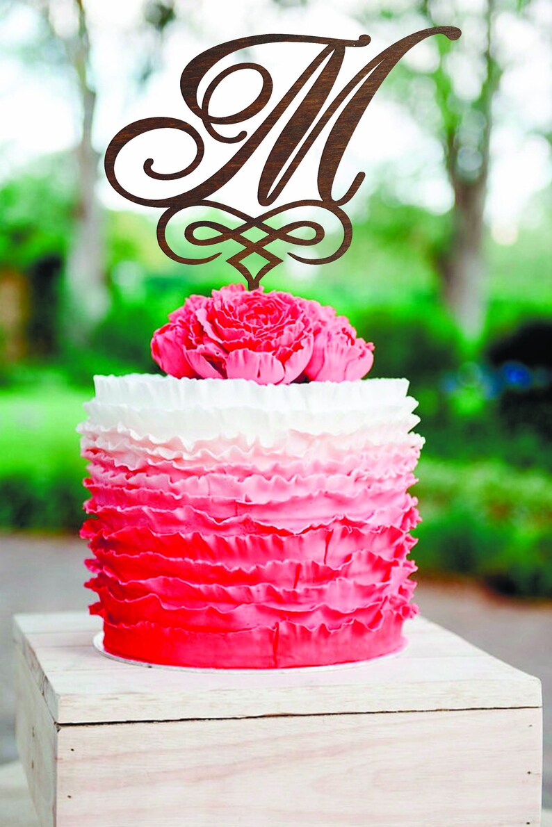 M Cake Topper Gold Monogram Wedding Cake Topper Initial Cake - Etsy