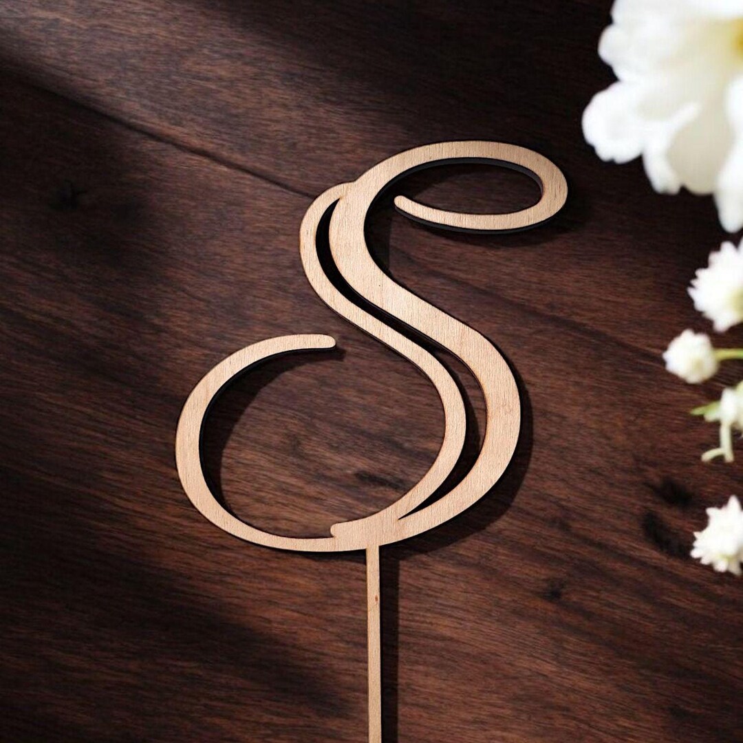 Letter S Cake Topper Silver Gold Monogram Wedding Cake Topper S Initial ...