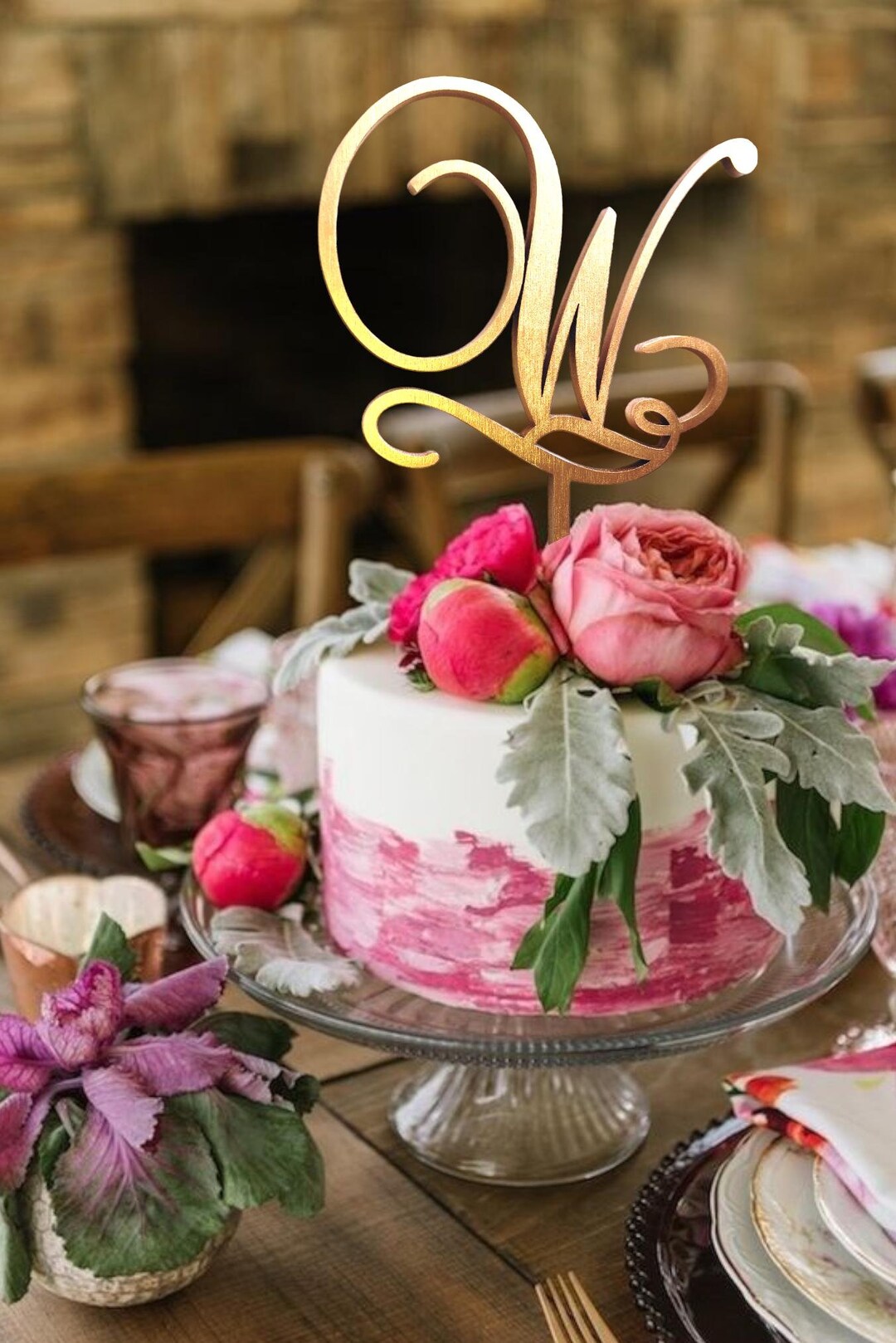 W Cake Topper, Initial Cake Topper W, Wedding Cake Topper, Custom ...