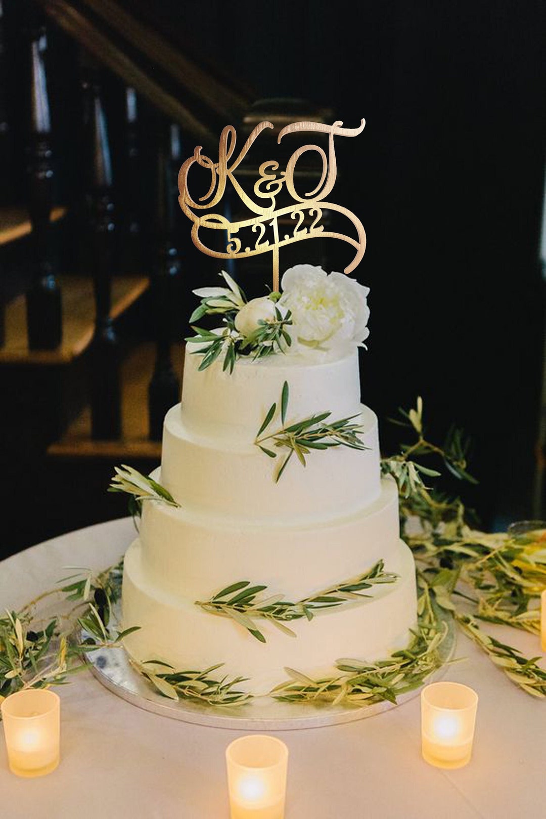 Personalized Wedding Cake Topper Letter K Cake Topper Two Initials Cake ...