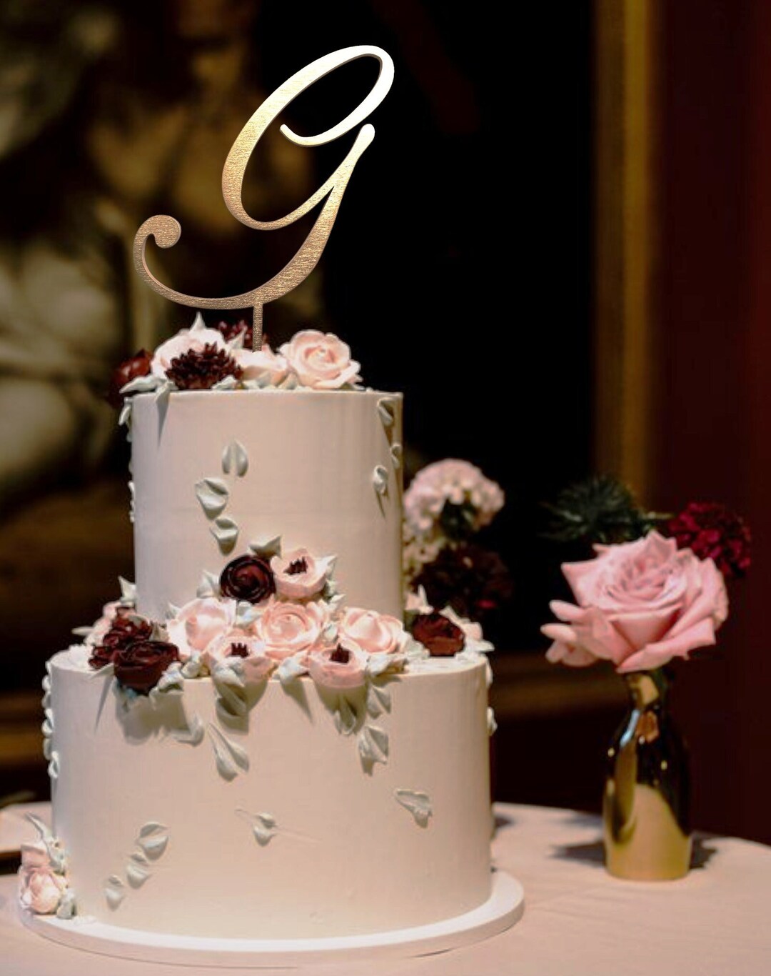Personalized Wedding Cake Topper G Rustic Monogram G Cake Topper Custom ...