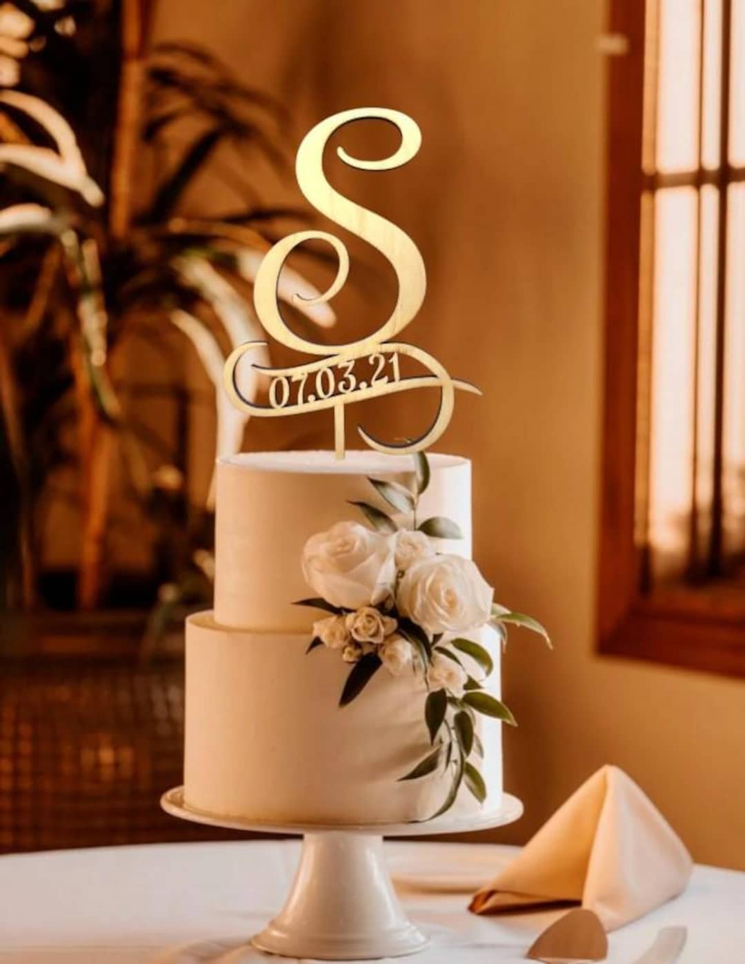 S Cake Topper With Date Custom Initial Wedding Cake Toppers S Rustic ...