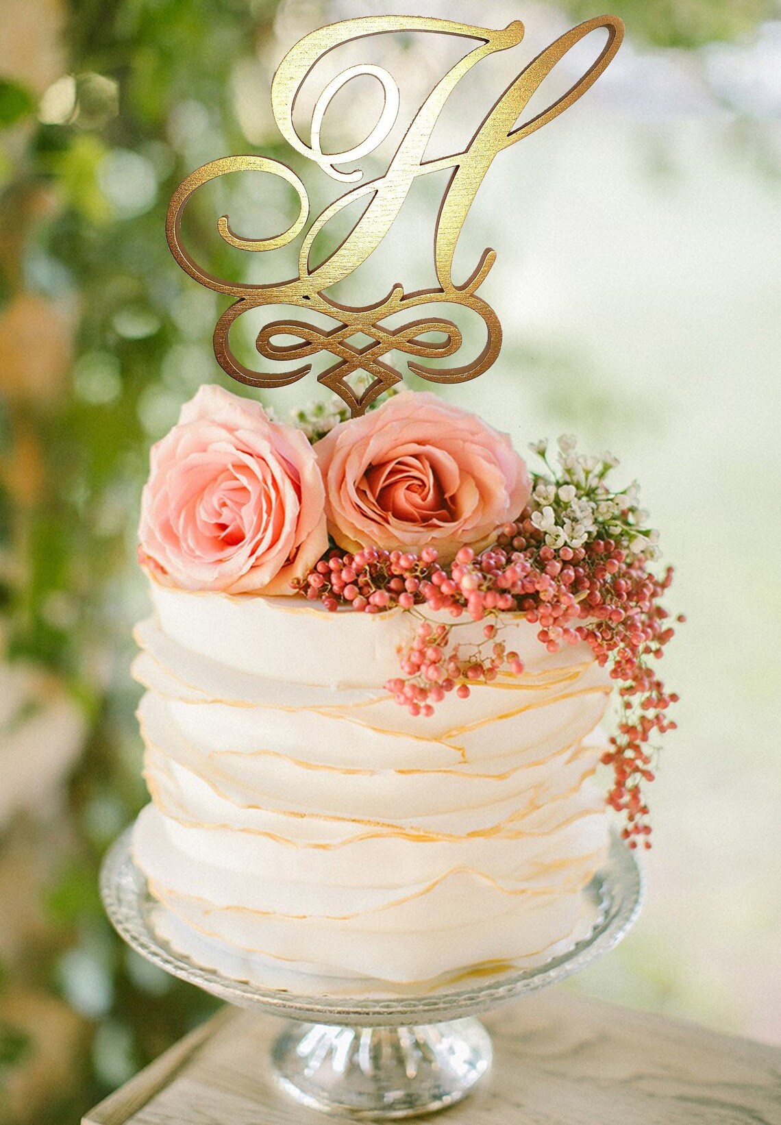 Letter H Cake Topper H Wedding Cake Topper Initial Cake Topper - Etsy