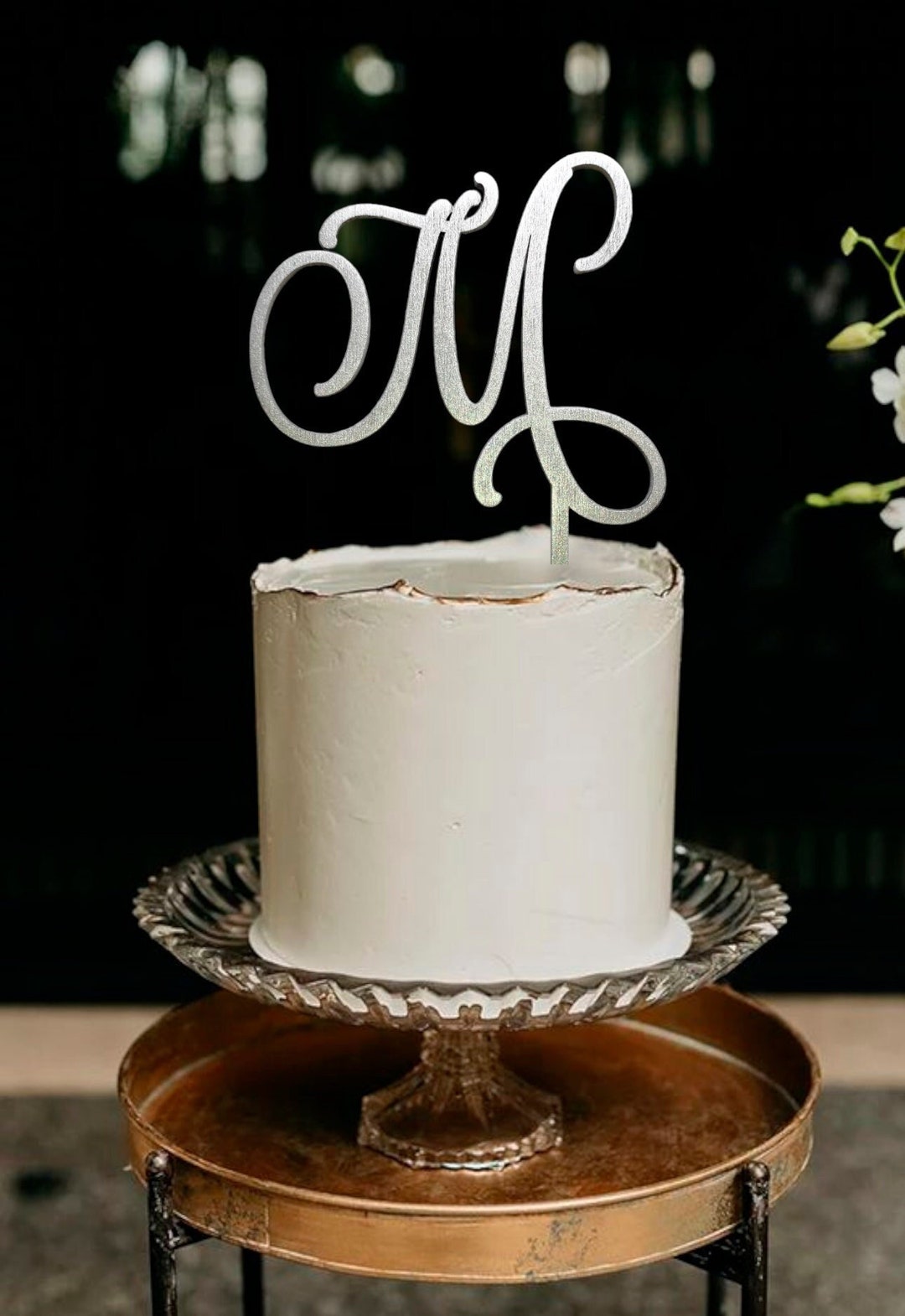 Wedding Cake Topper Letter M Gold Monogram Cake Topper M Custom Cake ...