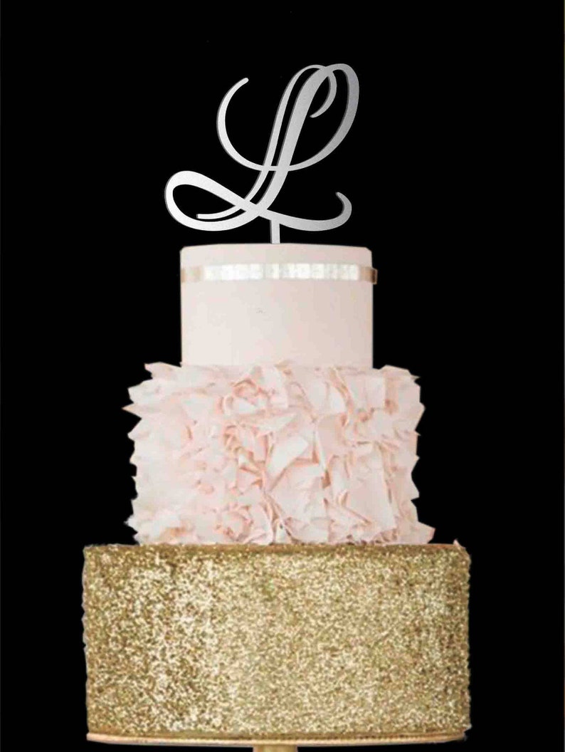 Letter L Cake Topper Silver Gold Monogram Wedding Cake Topper - Etsy
