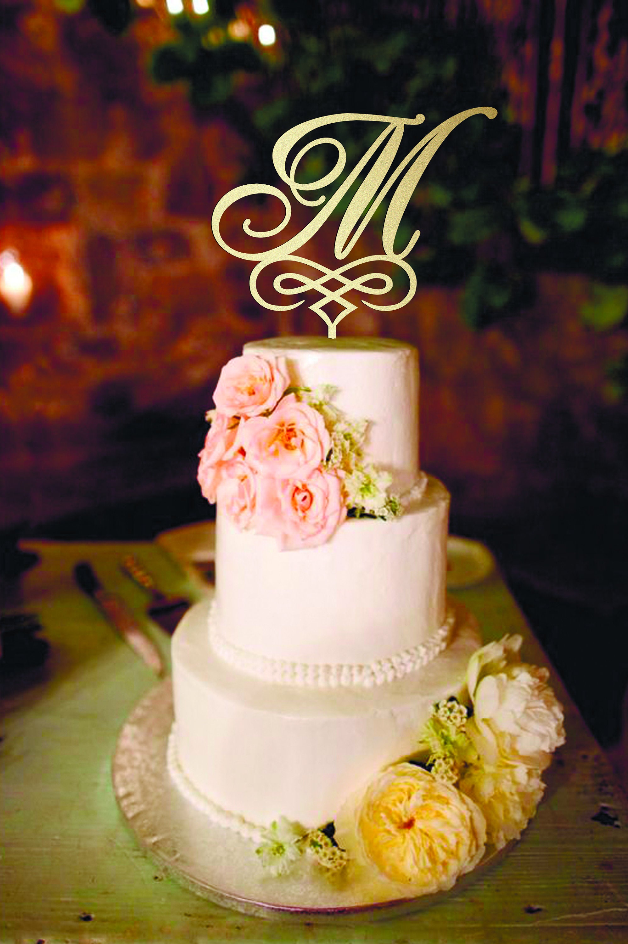 M Cake Topper Gold Monogram Wedding Cake Topper Initial Cake | Etsy