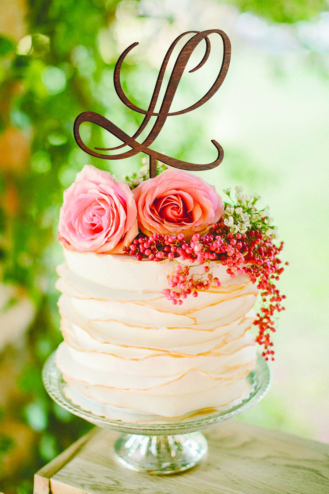 Letter L Cake Topper Silver Gold Monogram Wedding Cake Topper - Etsy