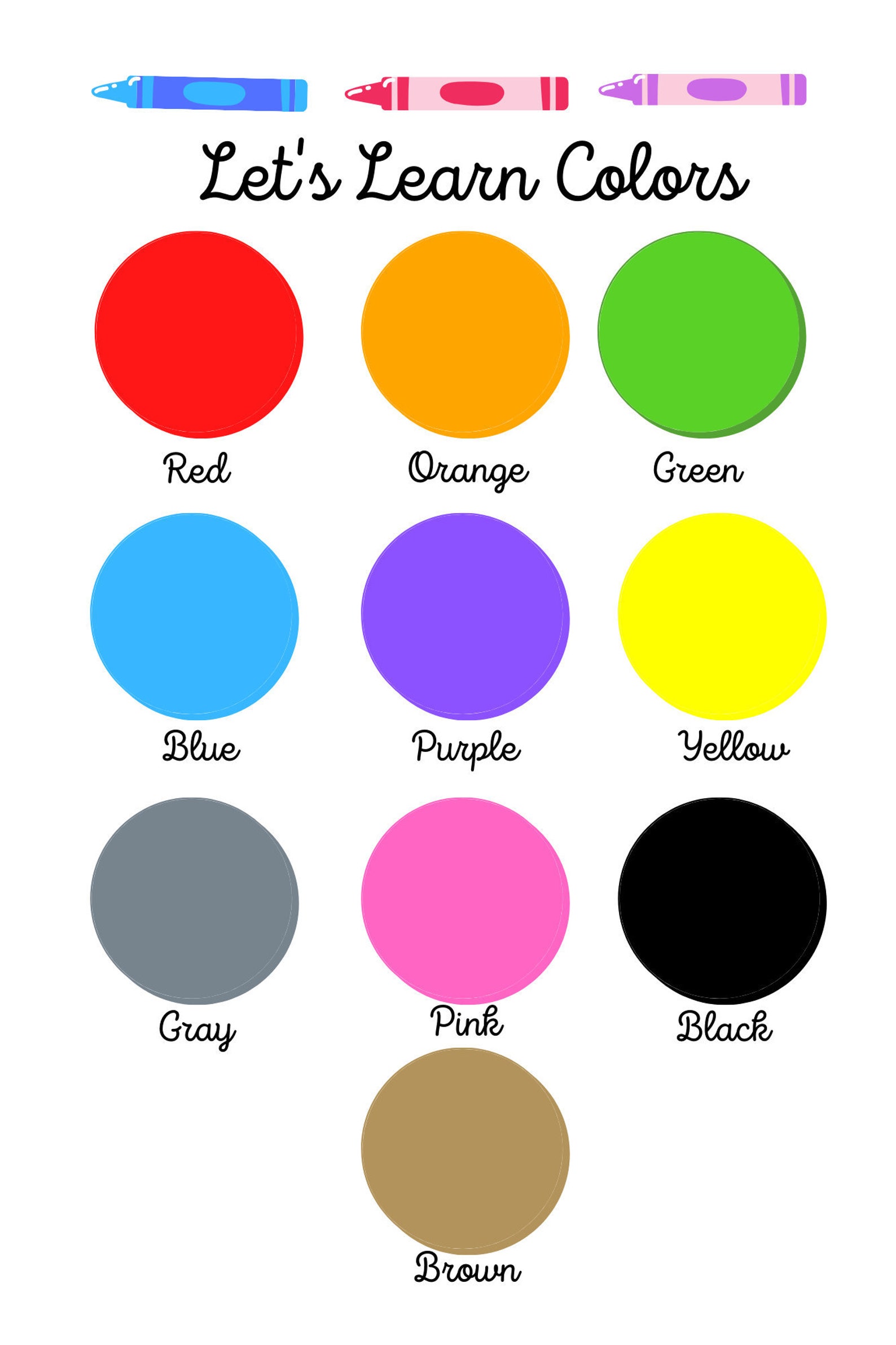 Let s Learn Colors Printable Toddler Colors Print Etsy