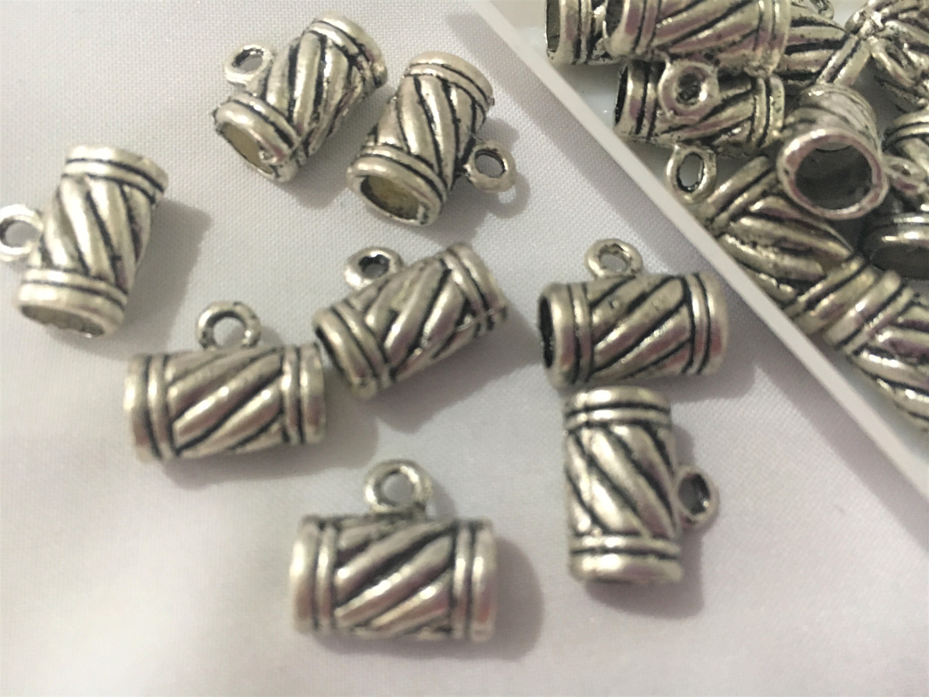 Metal Tube Bail, Swirl Pattern Bail, Necklace Joiner, Bead Joiner ...