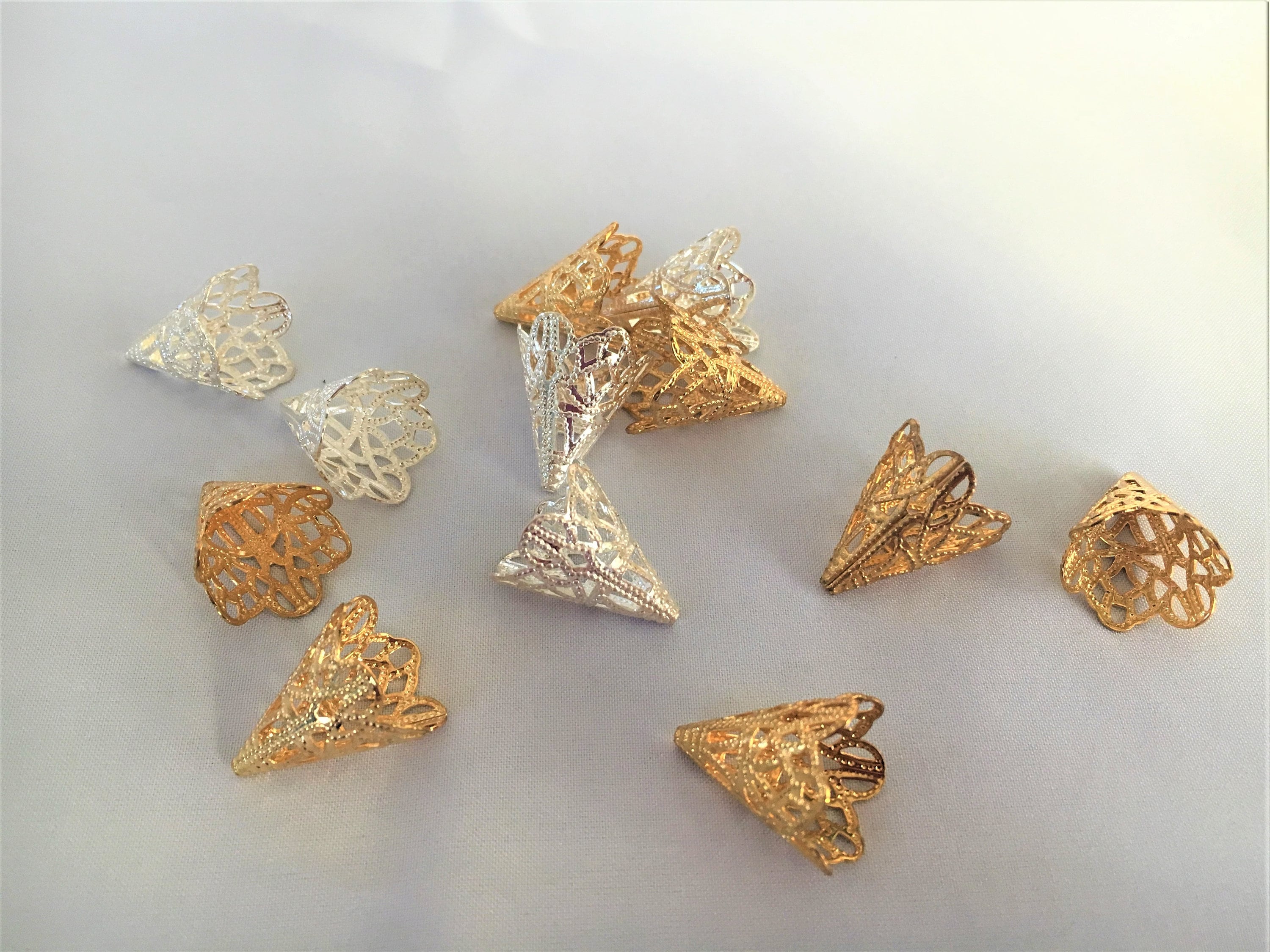 Cone Filigree Bell Cap, Silver Bell Cap, Gold Bell Cap, Silver Filigree ...