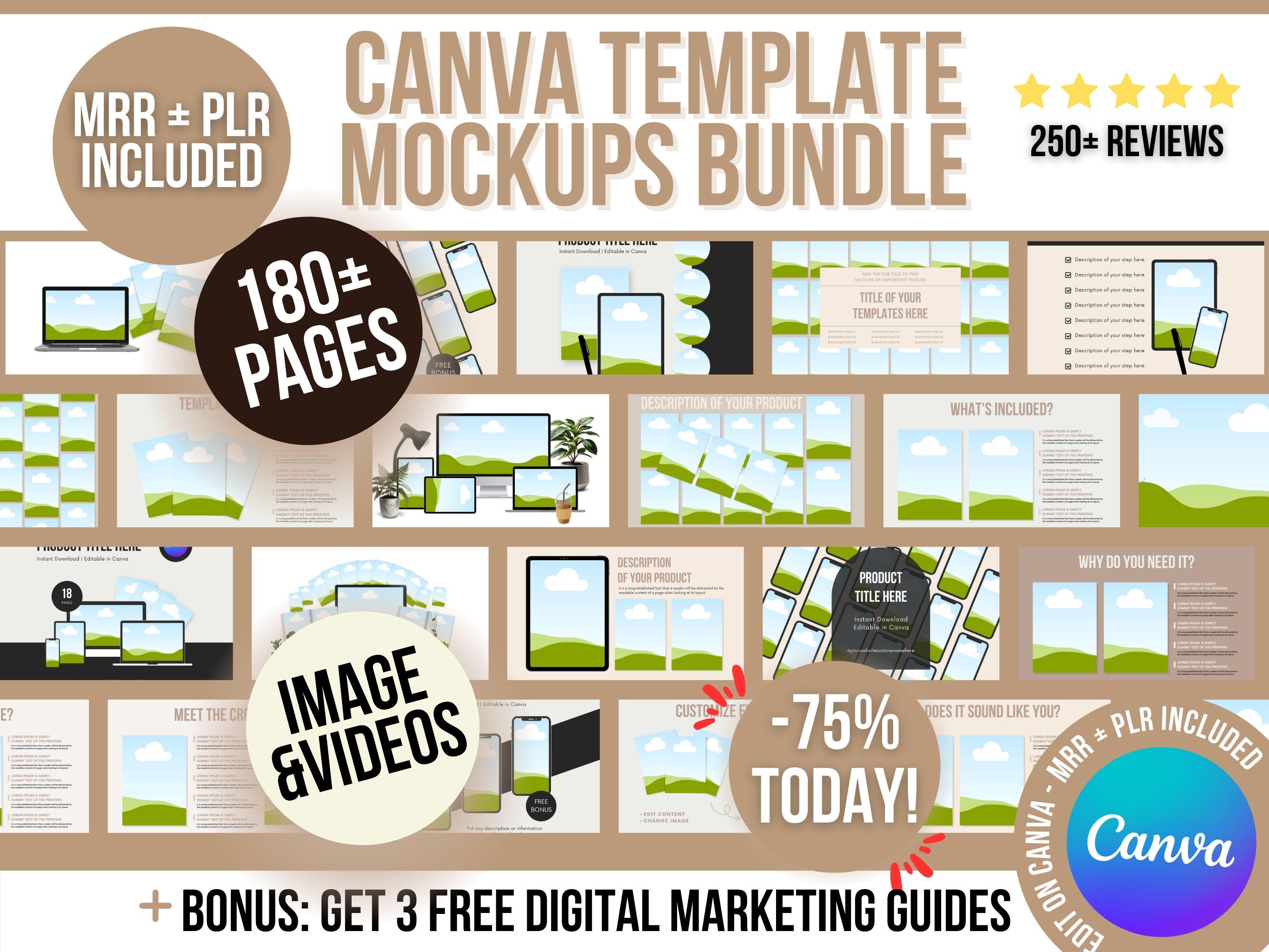 Canva Mockup Templates Bundle: 180+ Digital Product Sales Scenes (MRR ...