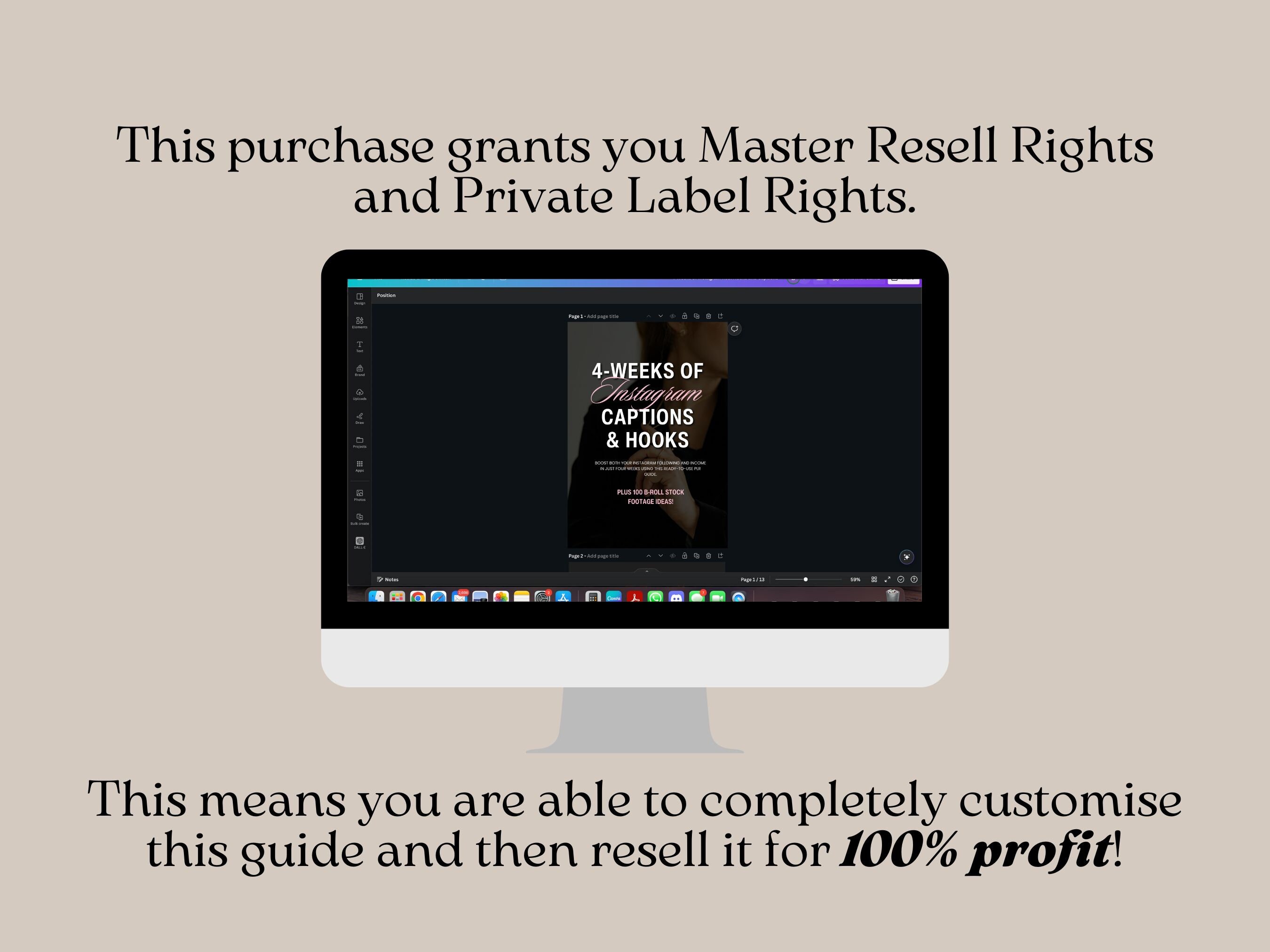 Instagram Reel Hooks & Captions Guide: PLR, MRR, Canva Template - Etsy