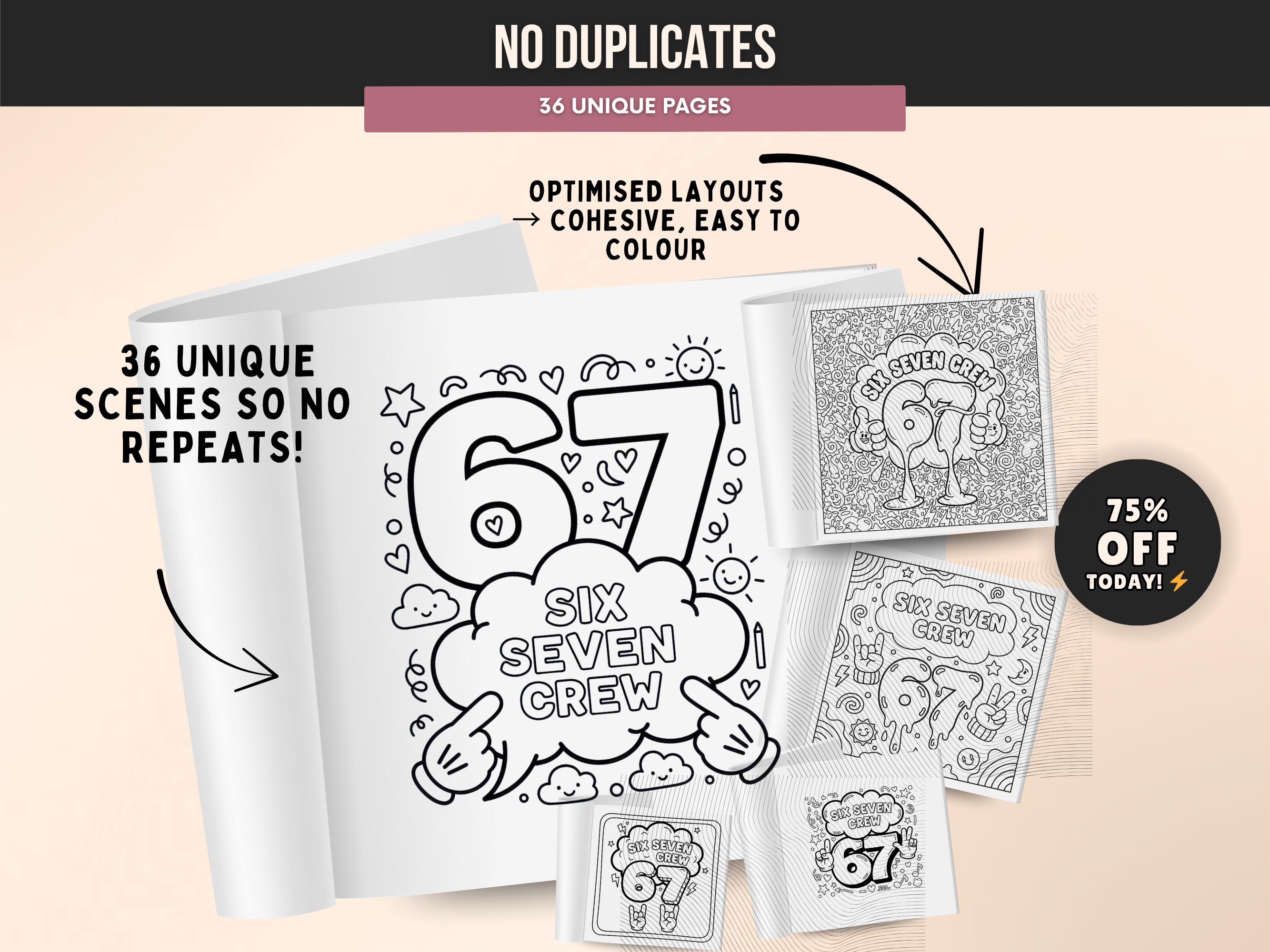 SIX SEVEN CREW Printable Coloring Book | Viral 6-7 Graffiti Pages | A4 ...