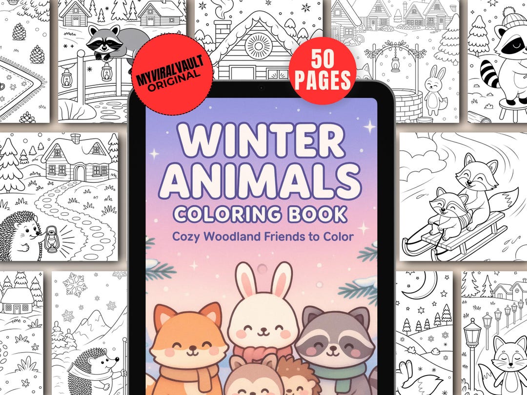 Winter Animals Coloring Book PDF – 50 Cute Woodland Friends, Kids ...