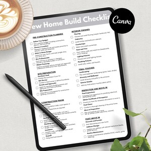 New Home Build Checklist Template, First Home Checklist, New Home ...