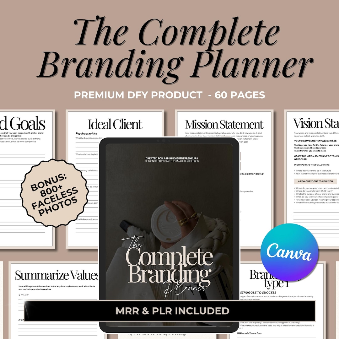 Branding Planner Canva Template: Business Brand Strategy (PLR MRR) - Etsy