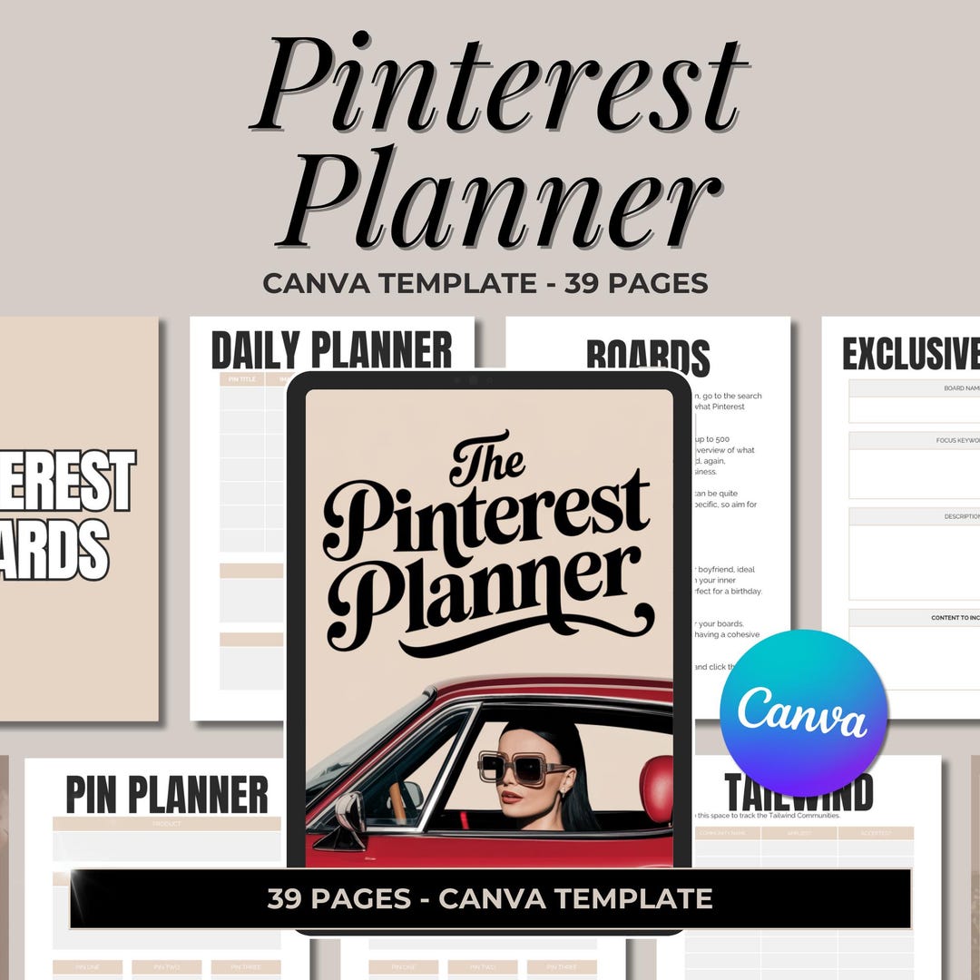 Pinterest Planner Template: Social Media Strategy, Canva Editable (39 ...