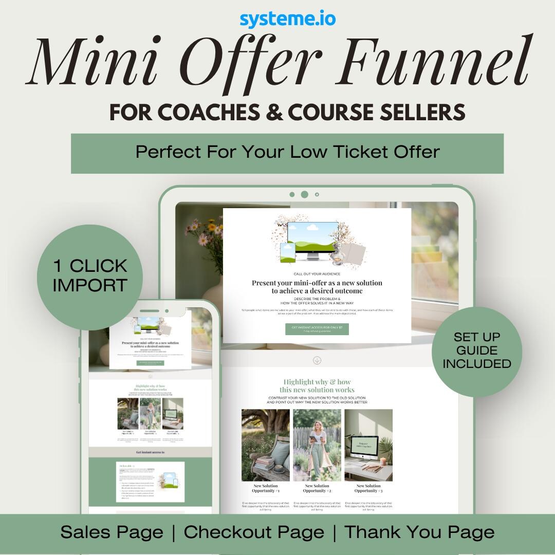 Sage Systeme.io Low Ticket Offer Funnel Template,mini Sales Page Opt In ...
