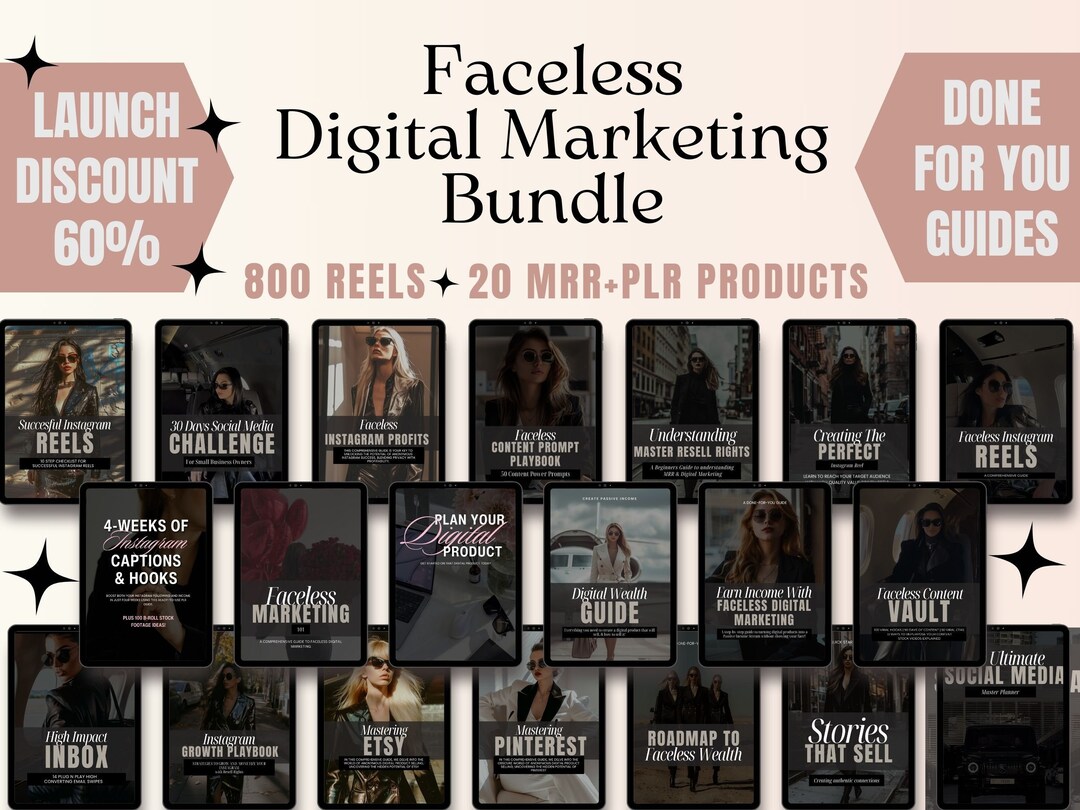 Faceless Digital Marketing Guide Bundle With Master Resell Rights Digital Marketing PLR Done for ...