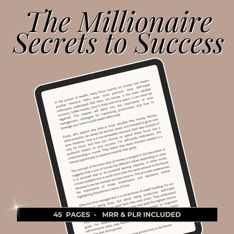 Millionaire Success Secrets Ebook: MRR PLR Resell (30-page PDF) - Etsy