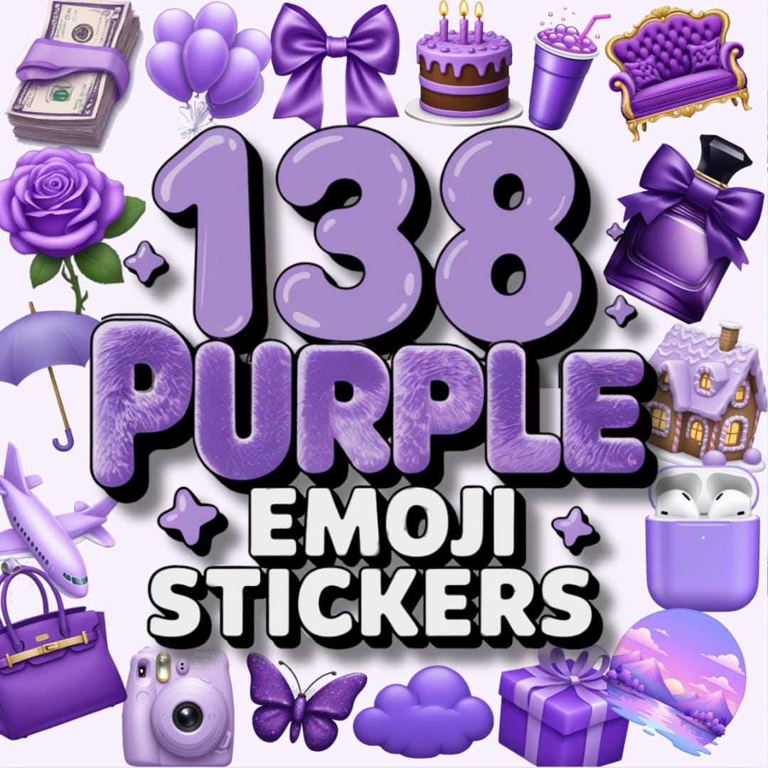 138 Purple Emoji Stickers Ios 18 Pack, Aesthetic Purple Emoji PNG ...