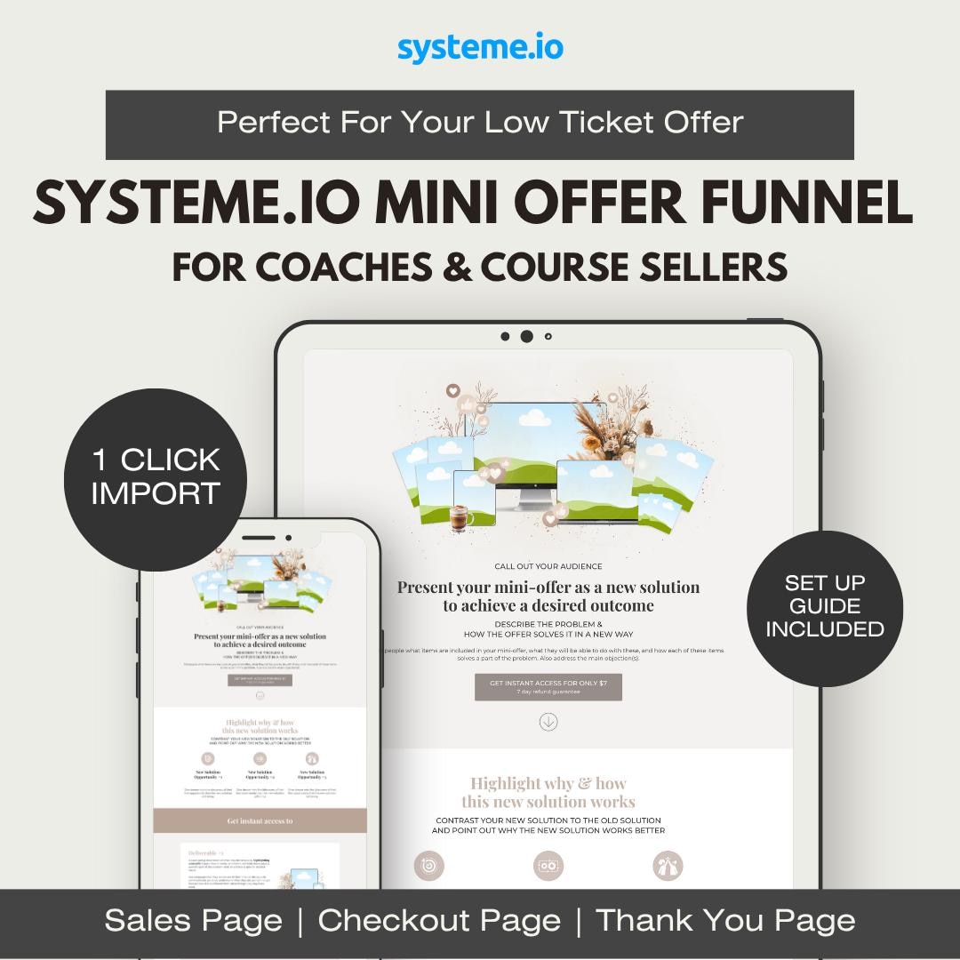 Systeme.io Mini Offer Funnel Template: Sales Page, Opt-in, Freebie ...