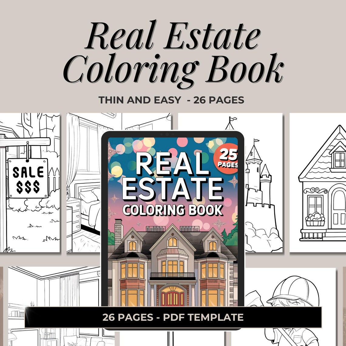 Real Estate Coloring Book: Home Designs for Adults & Kids (PDF) - Etsy
