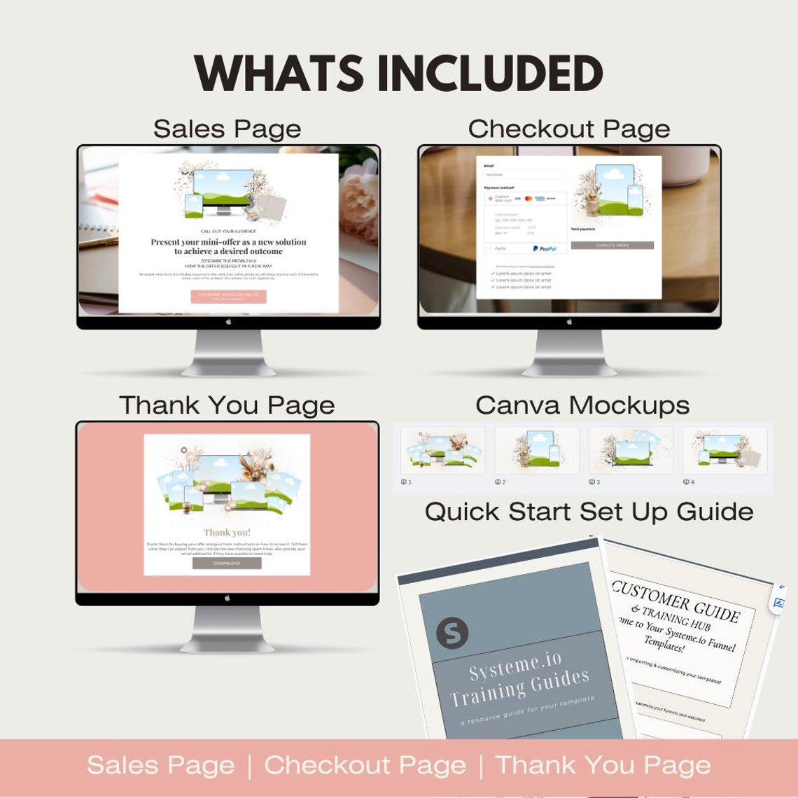 Systeme.io Mini Offer Funnel Template: Pink Sales Page, Canva Mockups ...