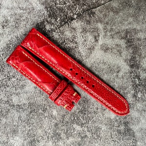Open Ended Red Ostrich Leg Watch Straps 24mm, 22mm, 21mm, 20mm, 19mm ...