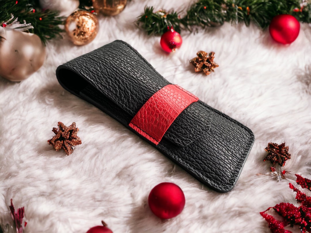 Handmade Black Shark Skin Pen Case, Leather Pen Sleeve, Leather Pen ...