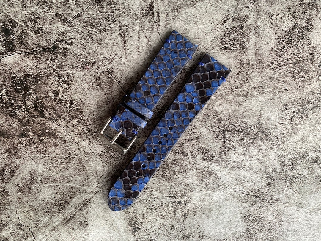 Marine Blue Python Watch Straps, Leather Watch Bands, Best Leather ...
