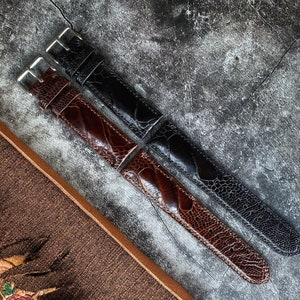 Combo 2 Set of Watch Straps Black and Dark Brown Ostrich Leg Watch ...