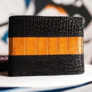 Black Shark Skin Men Wallet, Leather Wallet for Men, Billfold Men ...