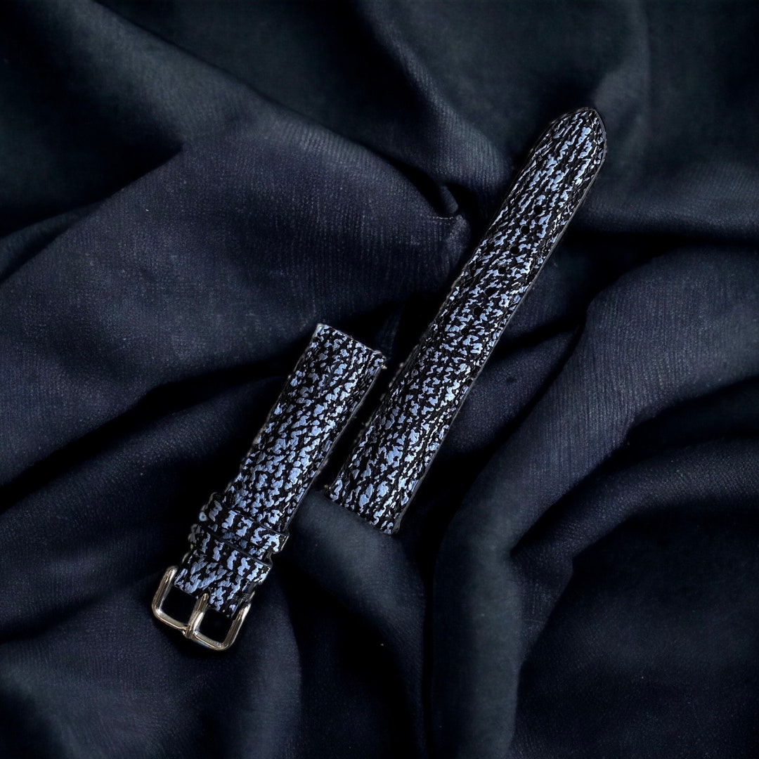 Light Slate Gray Mix Black Shark Skin Watch Straps 24mm, 22mm, 21mm ...