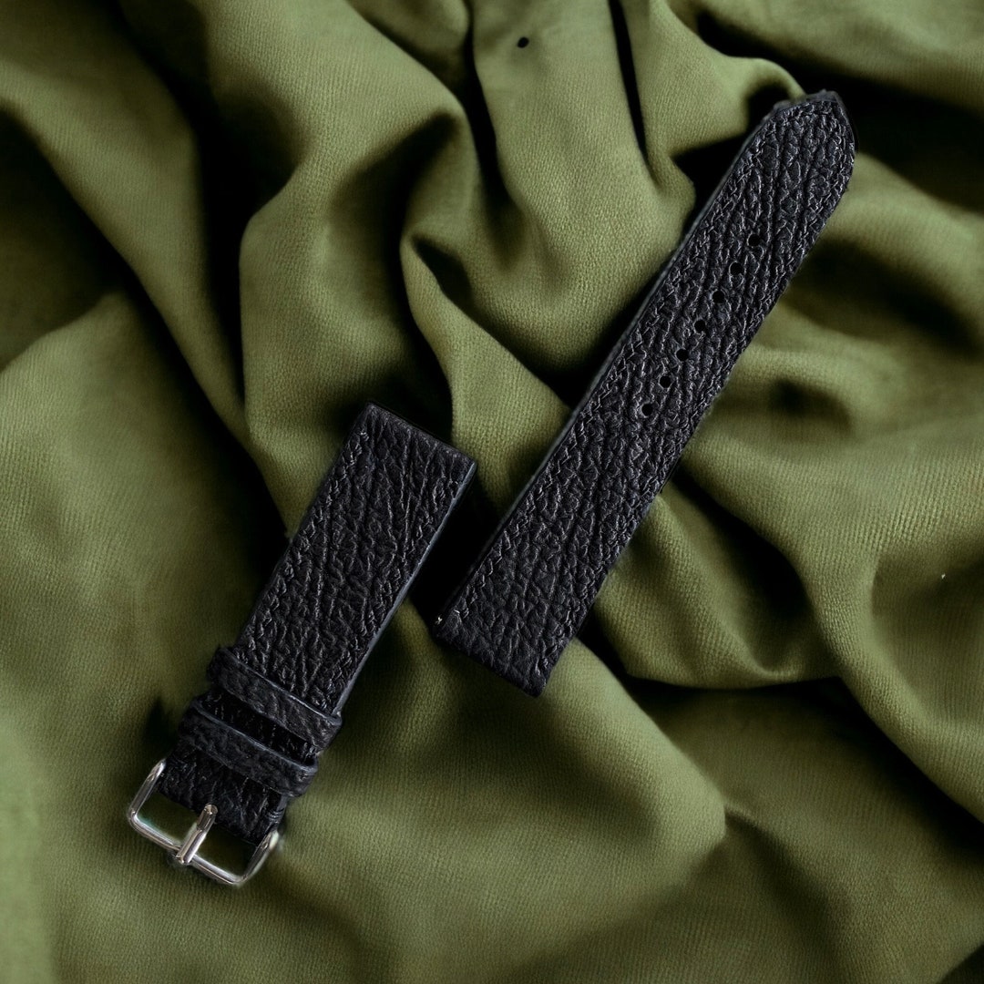 Classic Black Shark Skin Watch Straps 24mm, 22mm, 21mm, 20mm, 19mm ...